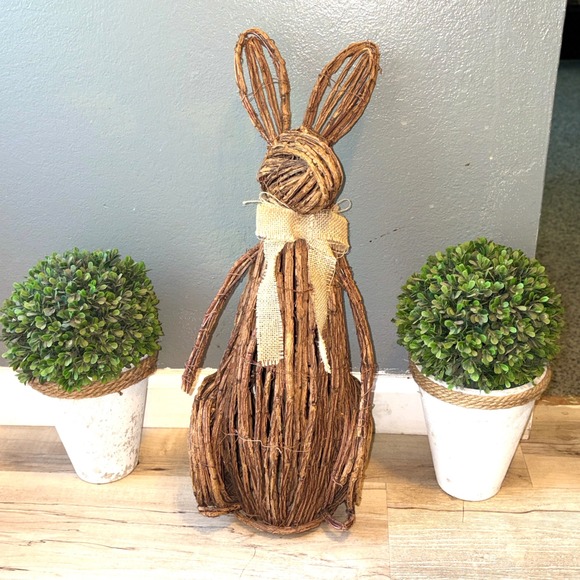 Accents | Rustic Vine Easter Bunny Figurine With Burlap Bow 21 Standing ...